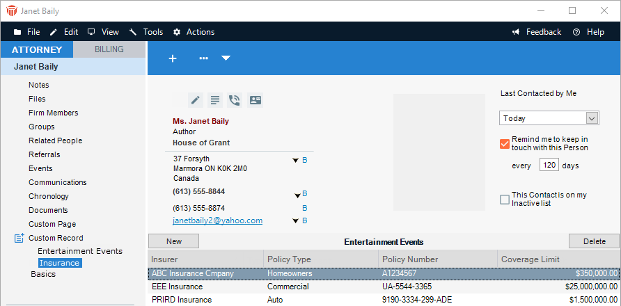 Working with Custom Records for a Contact